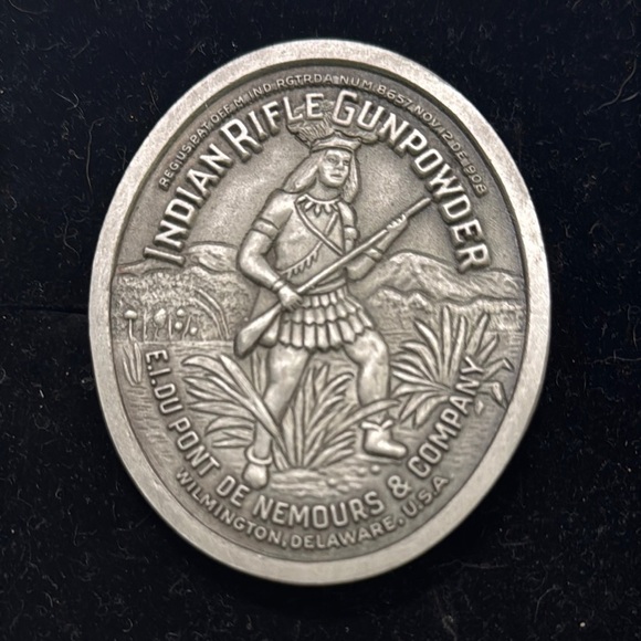 Dupont | Accessories | Indian Rifle Gunpowder Collectible Belt Buckle ...